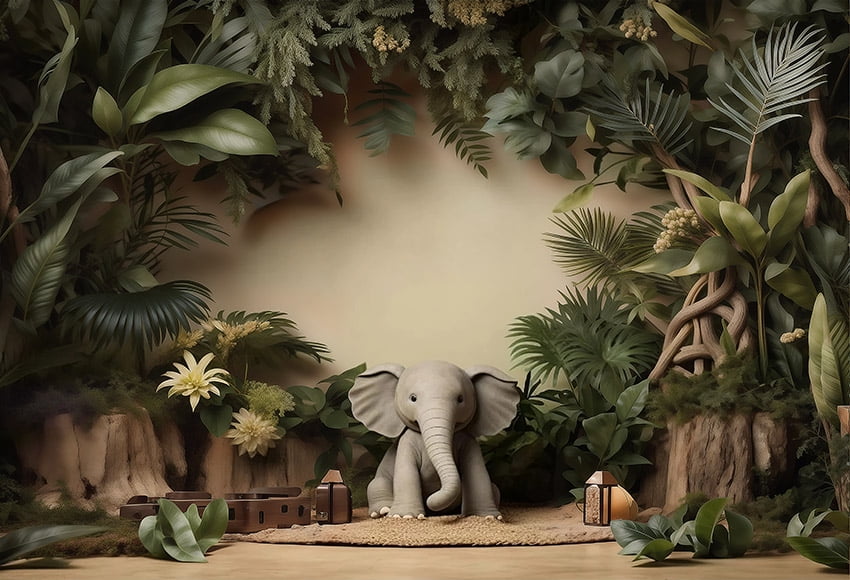 Photography Background Tropical Jungle Wildlife Kids 1st Birthday Party ...