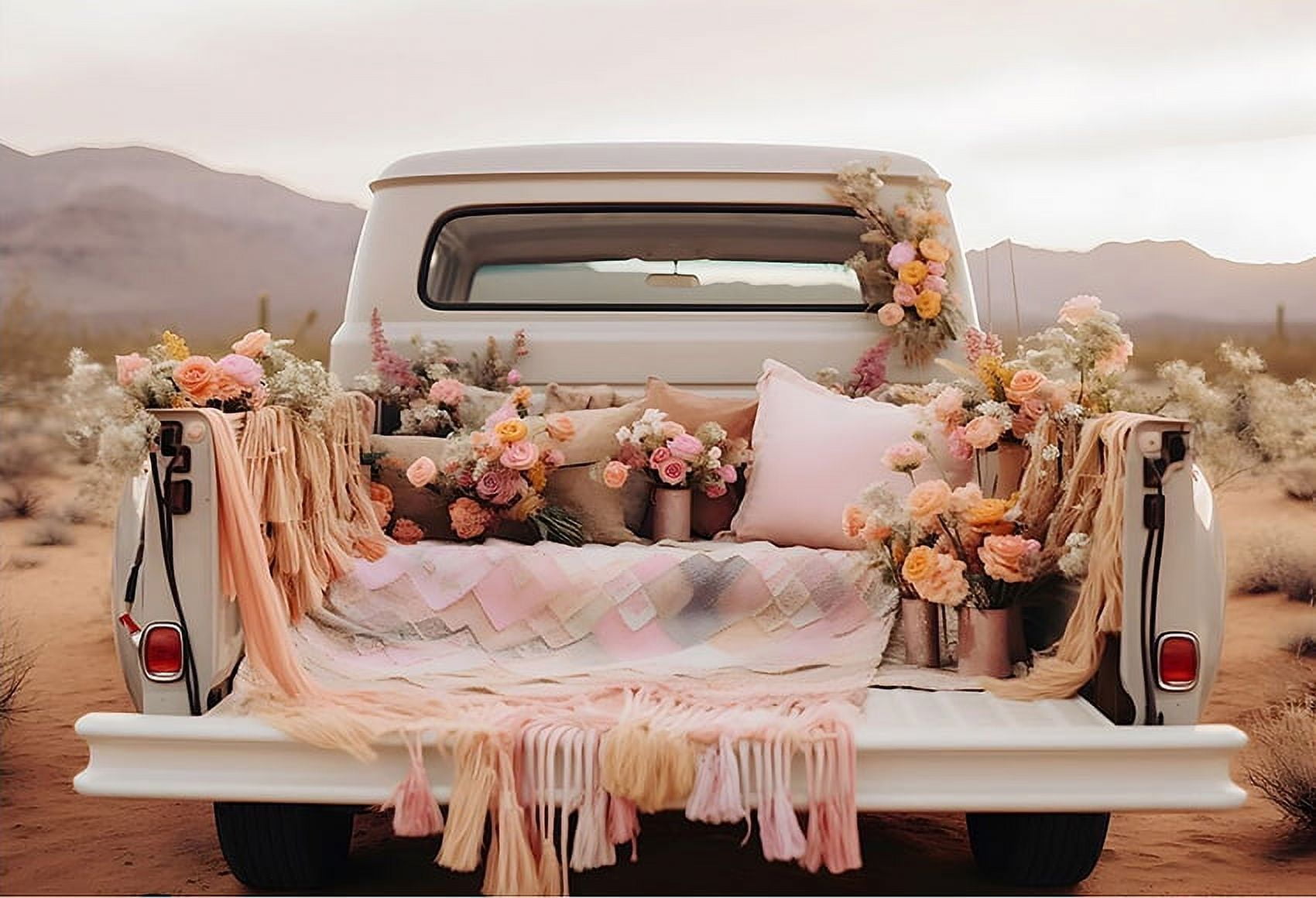 Photography Background Valentine's Day Boho Pink Flowers Car Kids ...