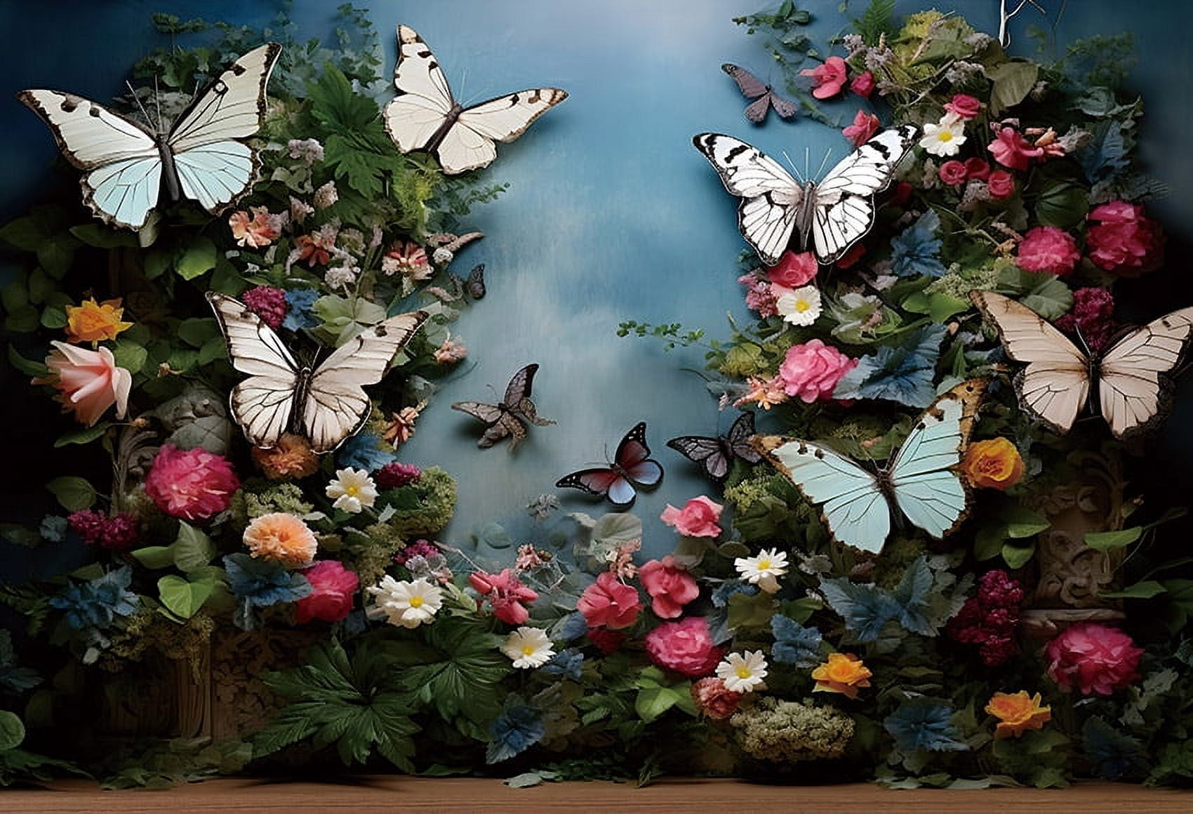 Photography Background Vintage Pink Flowers Garden Butterfly Kids ...