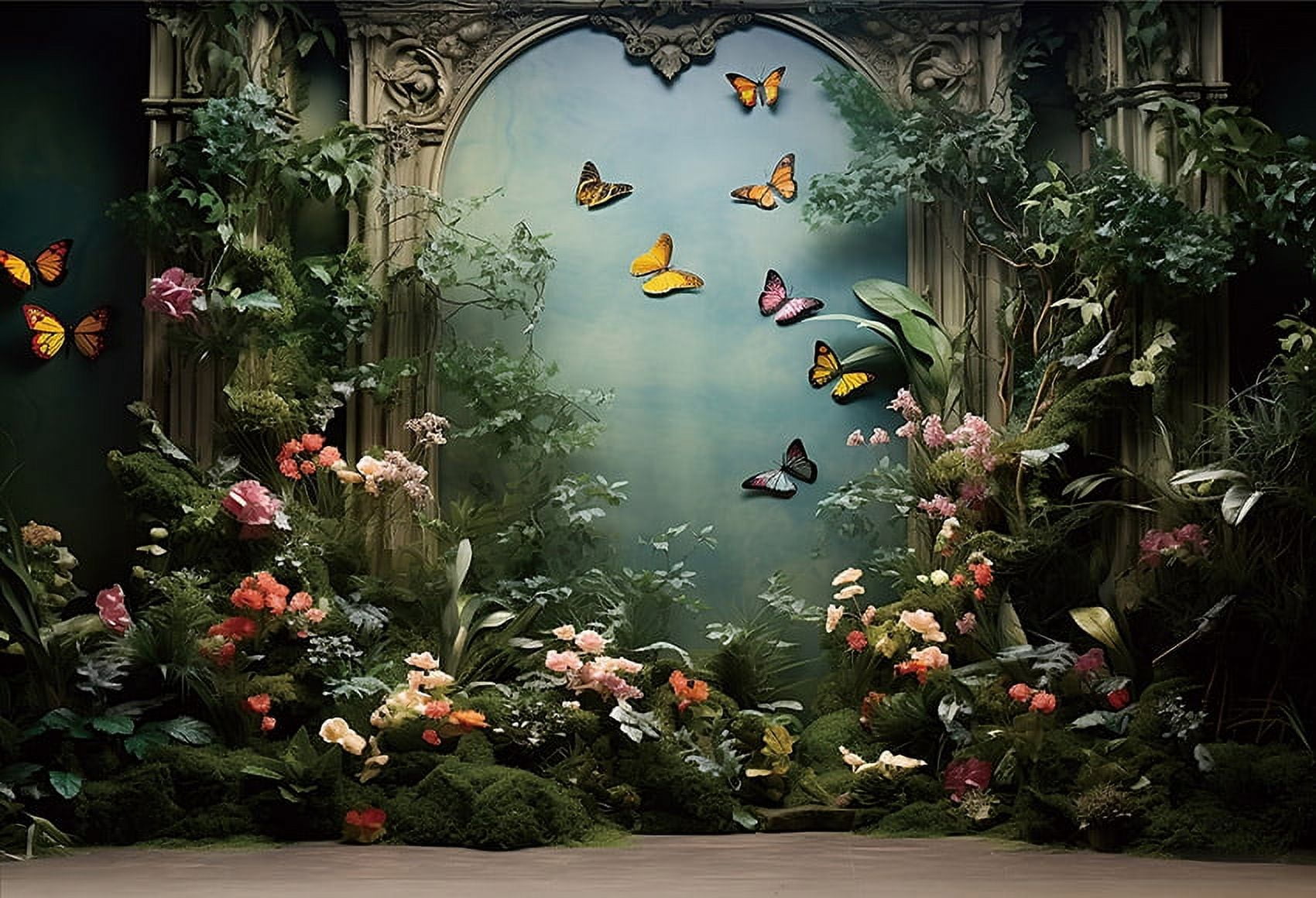 Photography Background Vintage Pink Flowers Garden Butterfly Kids ...