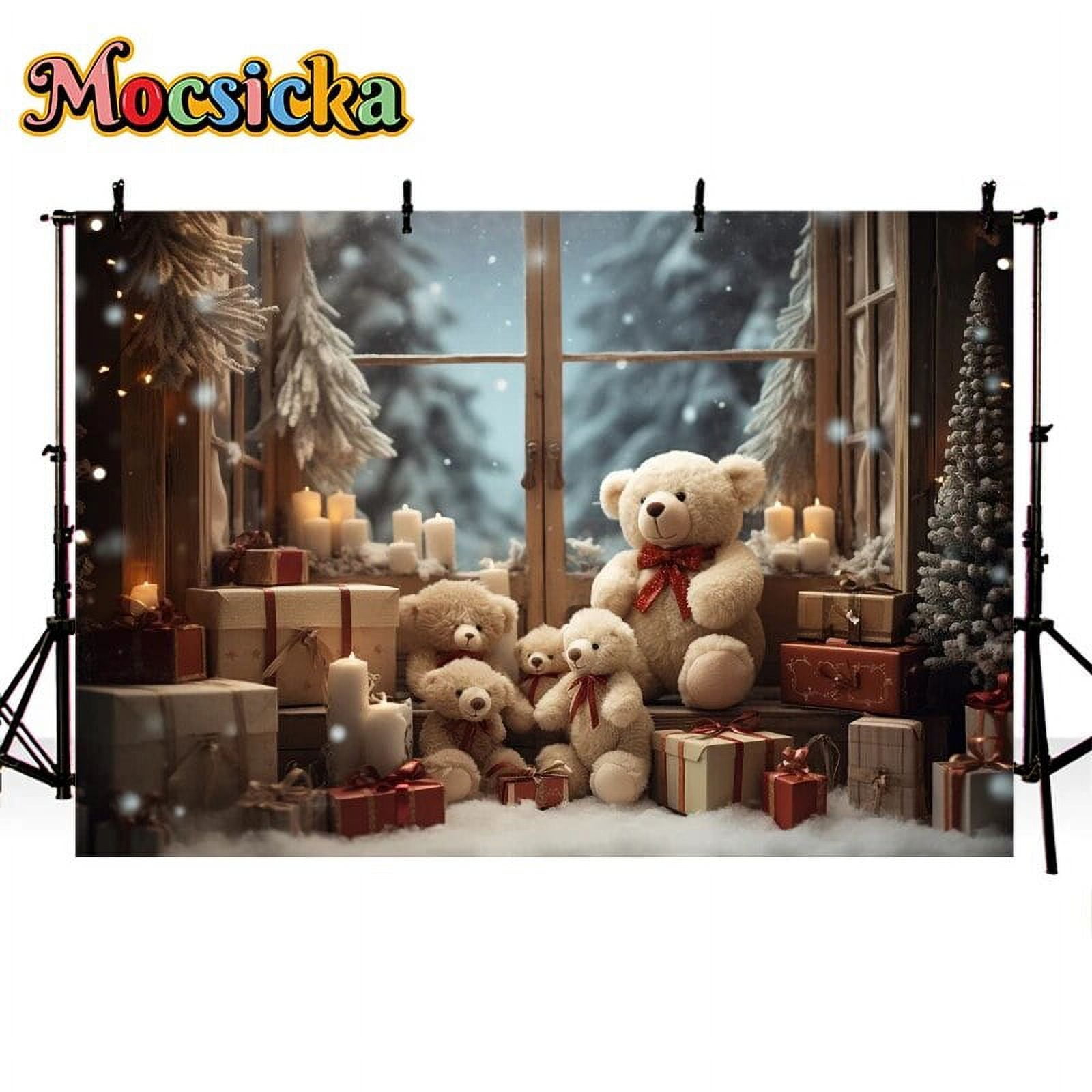 Photography Background Winter Christmas Window Toy Bears Gifts Kids ...