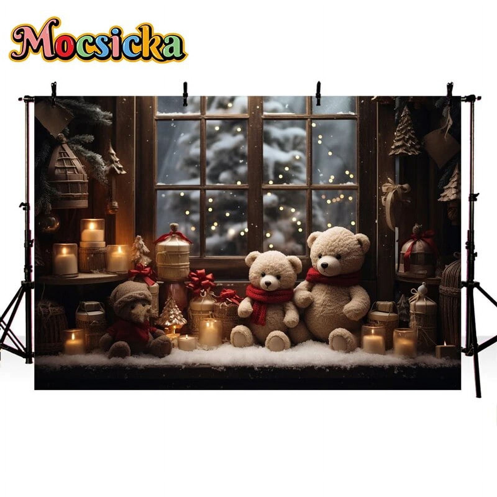 Photography Background Winter Christmas Window Toy Bears Gifts Kids ...