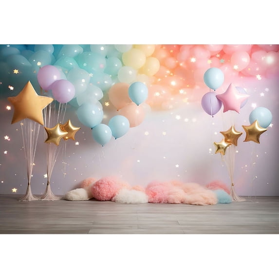 Photography Background s Colorful Balloons Girl Birthday Party Portrait ...