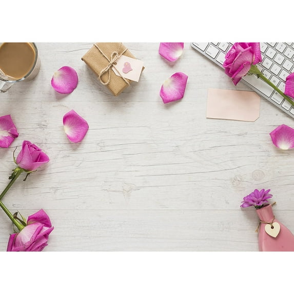 Photography Backgrounds Pink Flowers Wood Plank Birthday Banner Vinyl ...