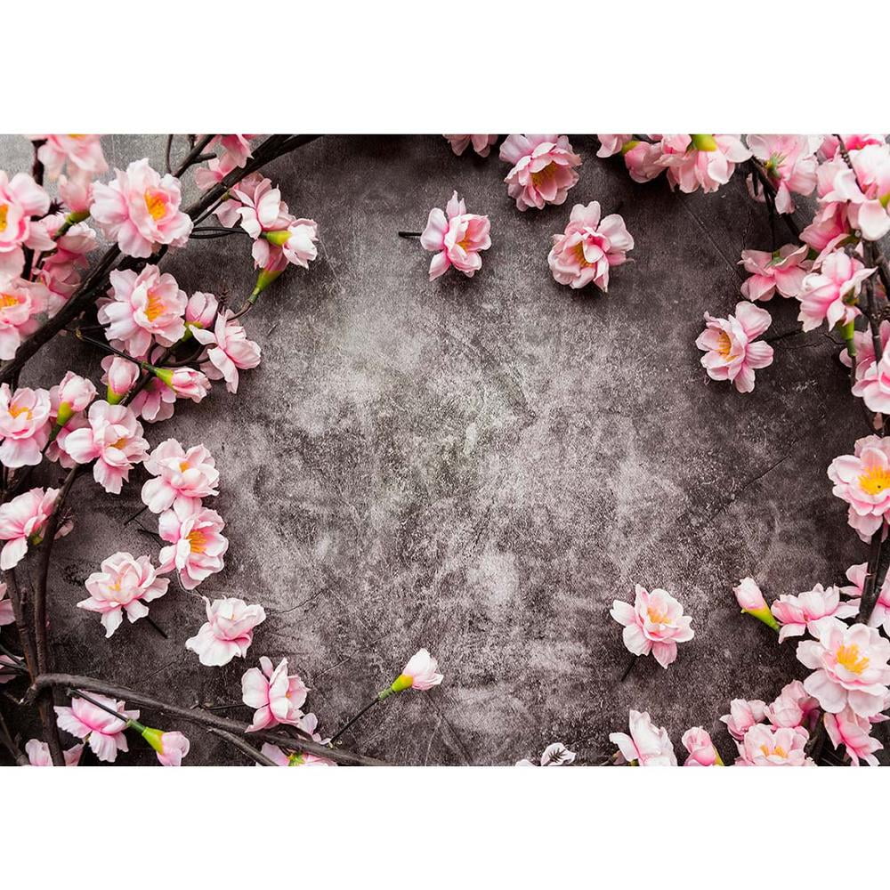 Photography Backgrounds Pink Flowers Wood Plank Birthday Banner Vinyl ...