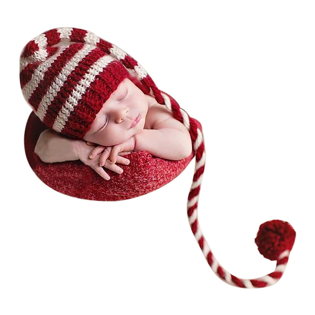 Photography Hat Baby Cute Striped Long Hat Christmas Gift Foot Wipes ...