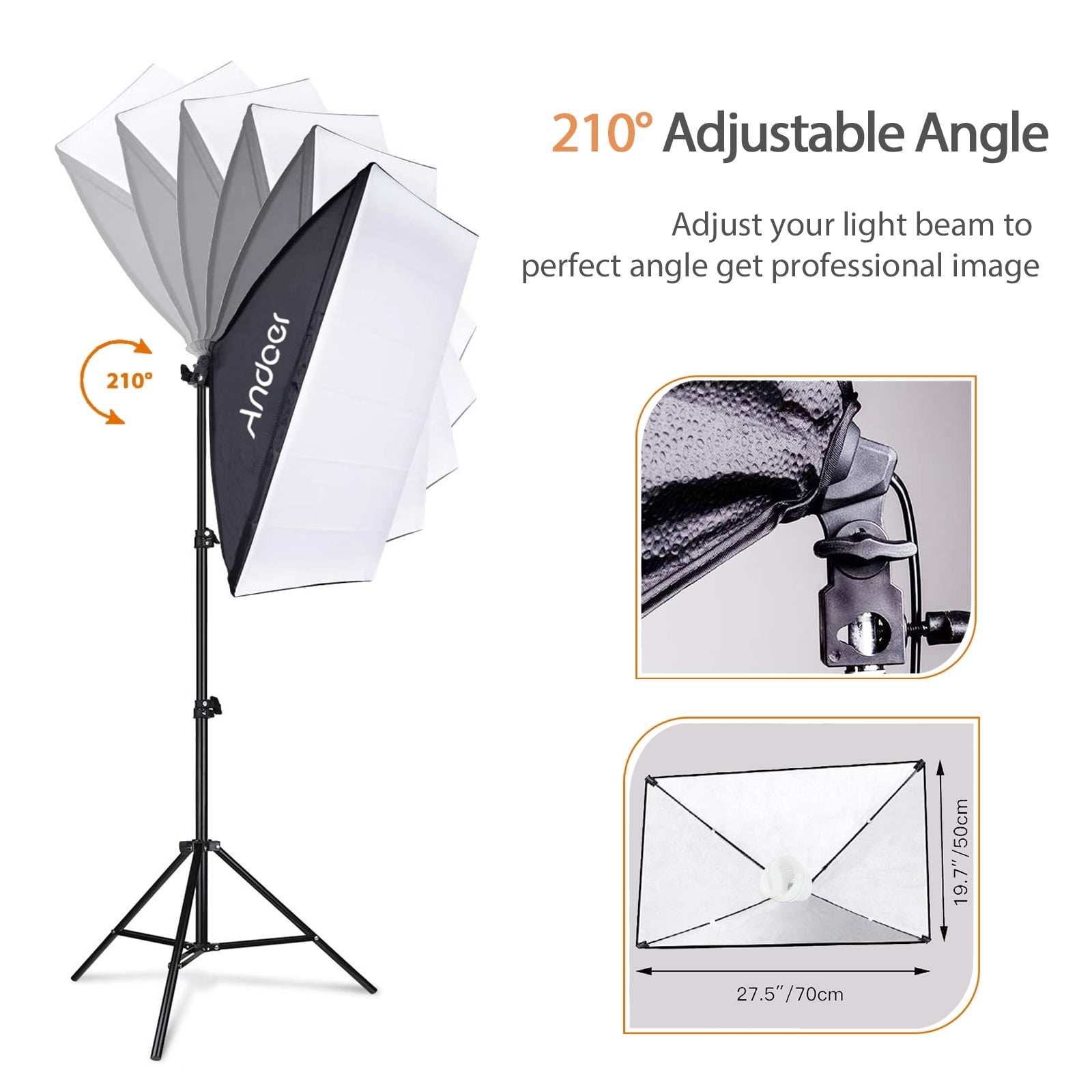 Photography Kit,3 2m Stand Studio Kit Softbox Led * 2800k-5700k Bi-color Temperature 1 Remote ...