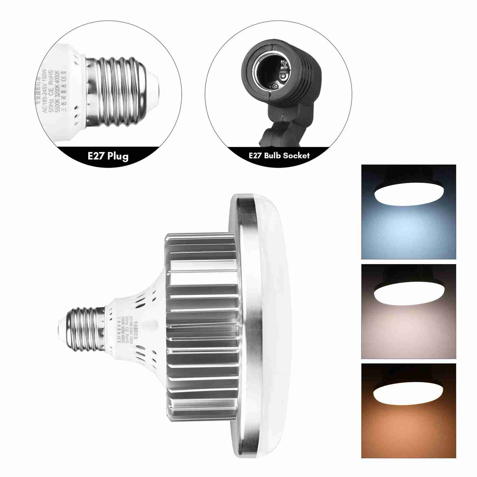Photography LED Video Light Kit 150W LED Bulb 3200K/4000K/5500K ...