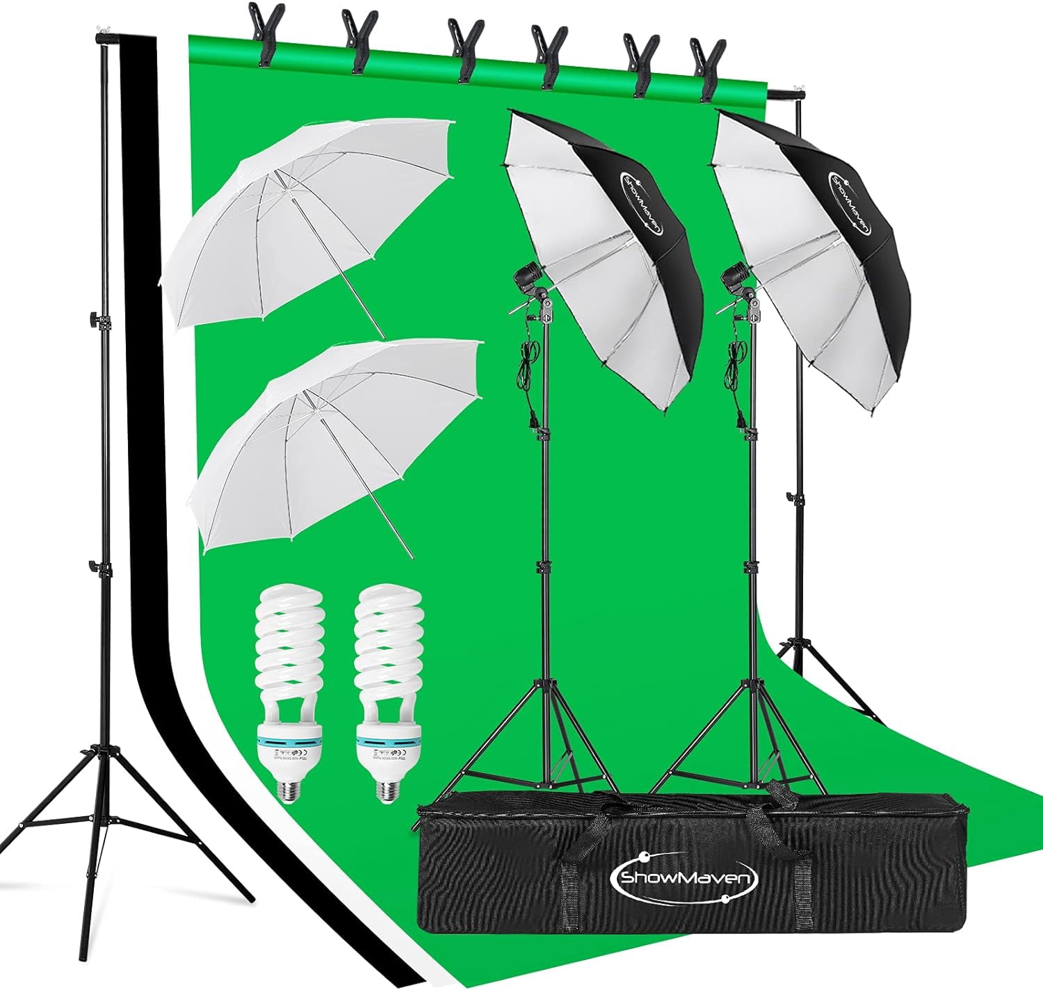 Photography Lighting, 6.5ft x 10ft Backdrop Stand and Umbrellas ...
