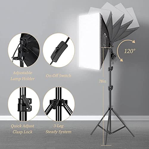Photography Lighting Kit, Softbox Lighting Kit with Photo Backdrop for ...