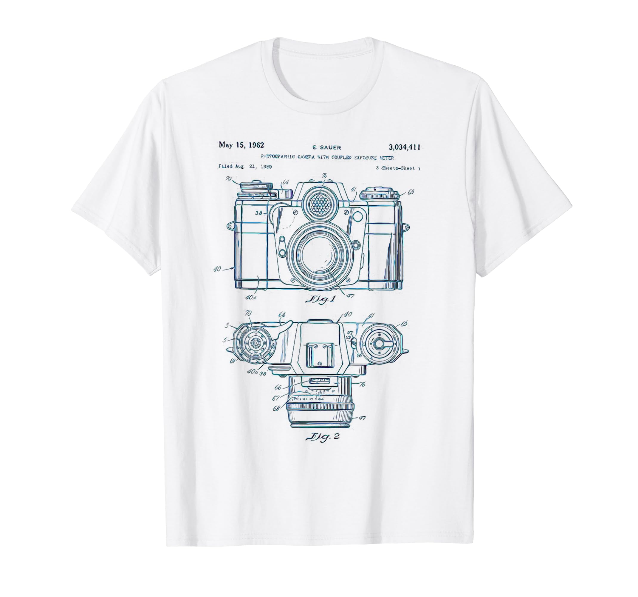 Photography Lover Gift Vintage Camera Patent Schematic T-Shirt ...