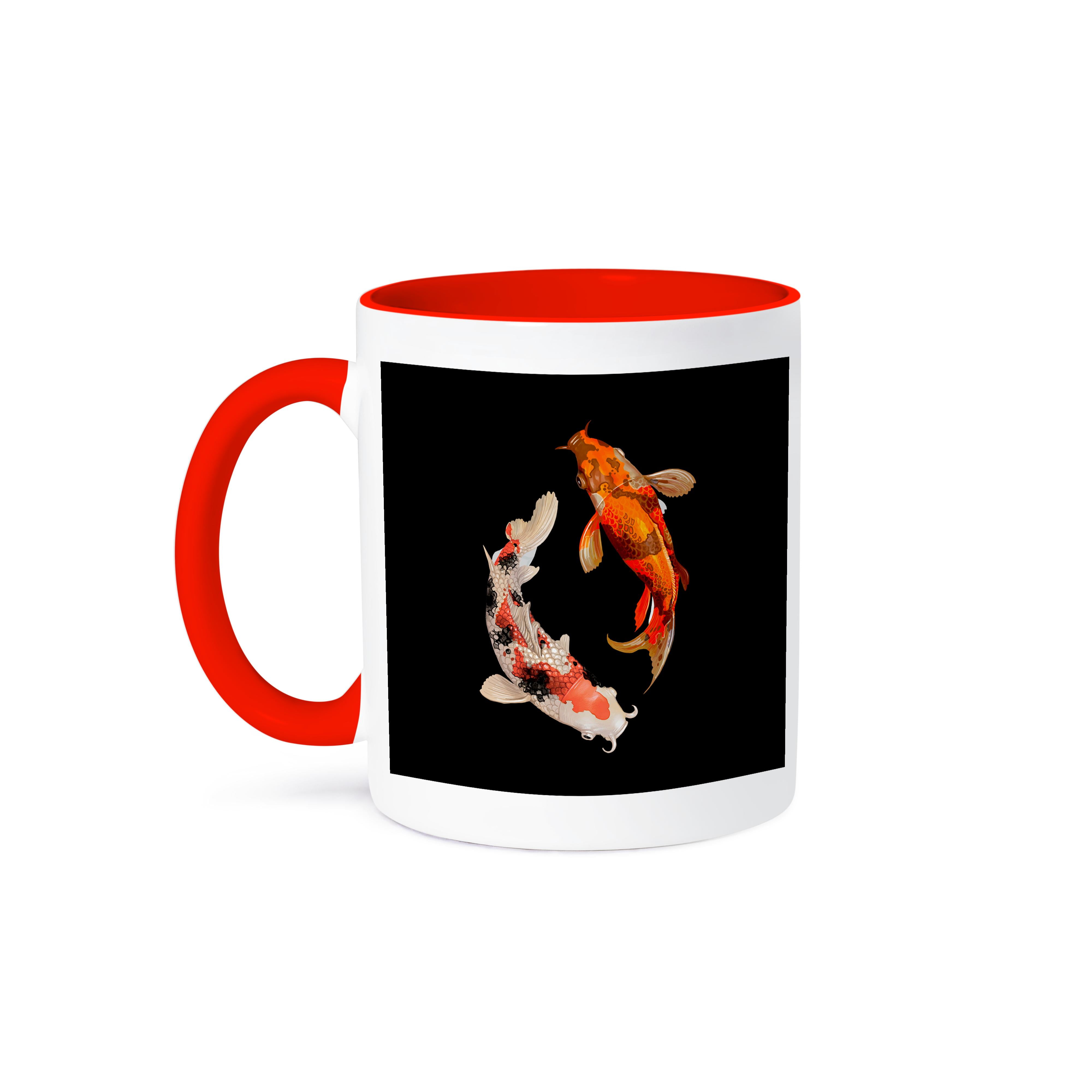 Photography Of Japanese Asia Koi Fishes, 15oz Two-Tone Red Mug ...