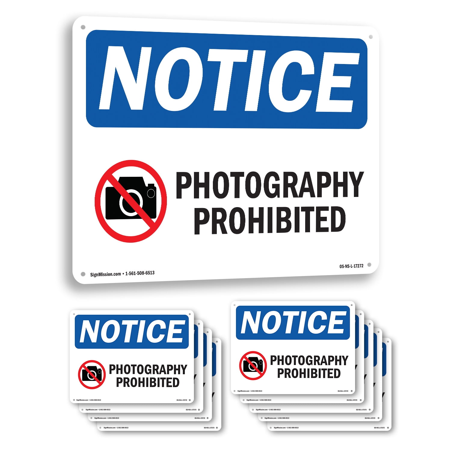 Photography Prohibited OSHA Notice Aluminum Sign 10 Inch x 7 Inch - 10 ...