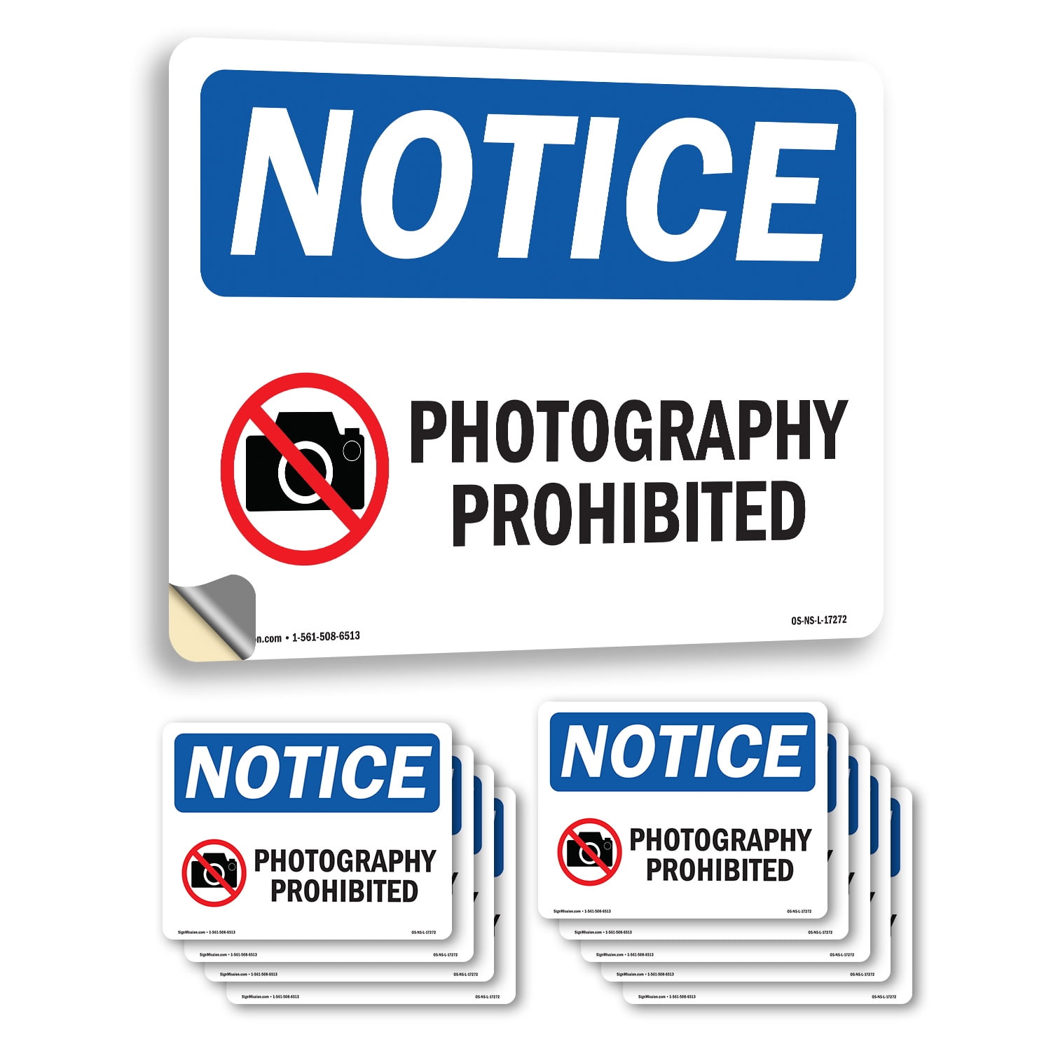 Photography Prohibited With Symbol OSHA Notice Vinyl Decal Label 14 ...