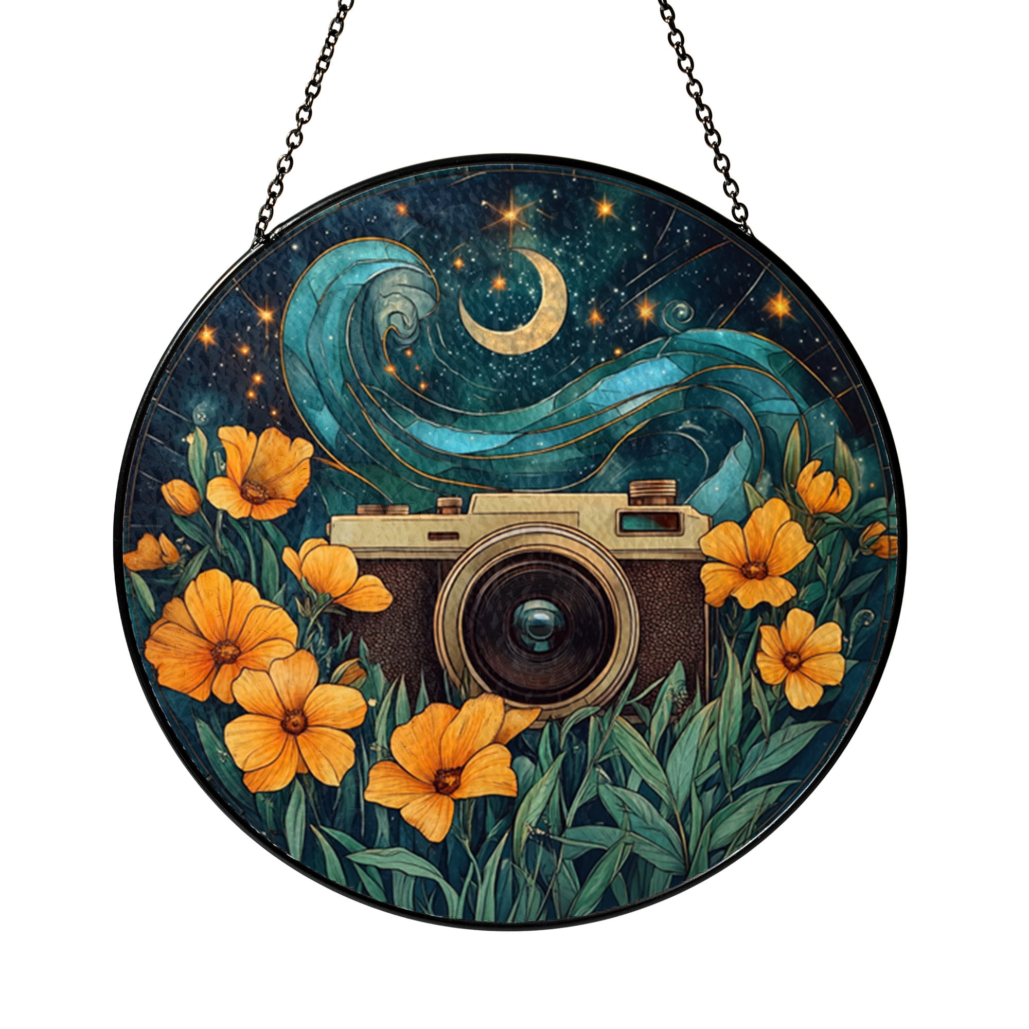 Photography Theme Faux Stained Glass Window Hanging - Walmart.com