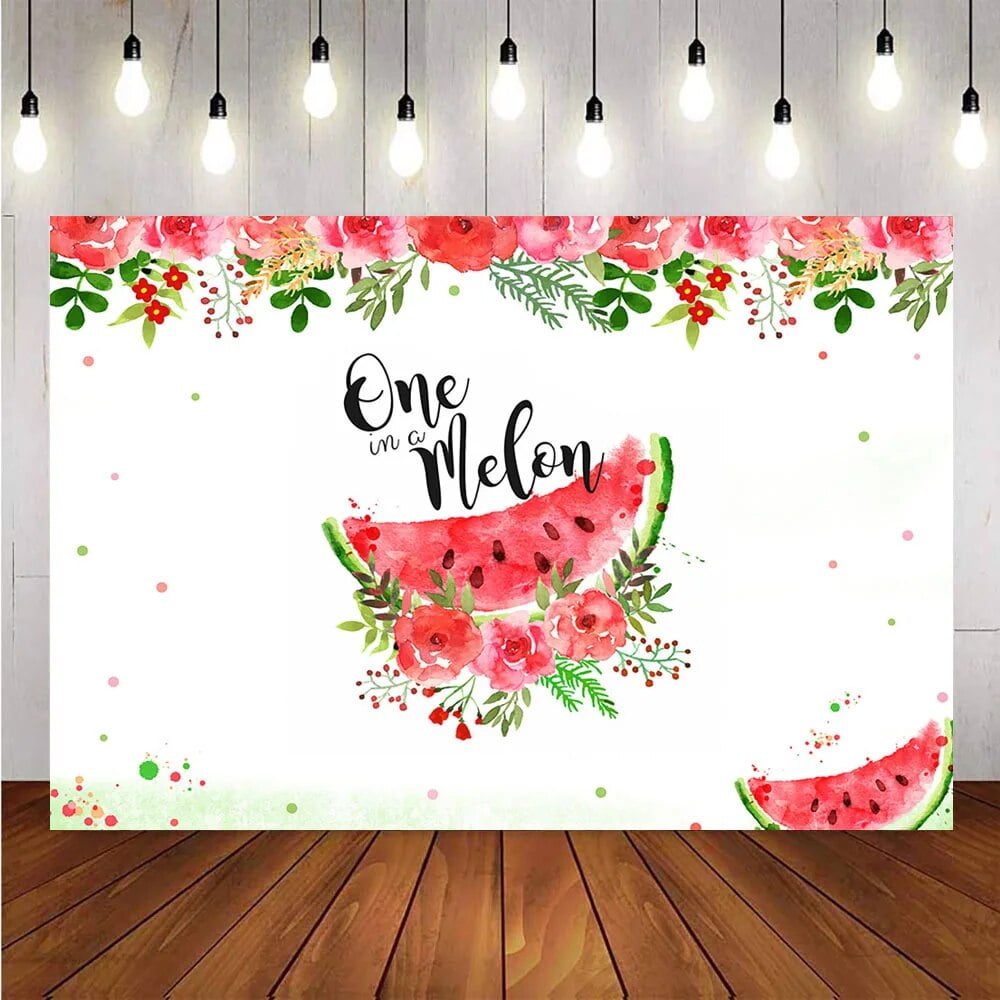 Photography backdrop one melon newborn kids flowers background for photo booth studio watermelon ...