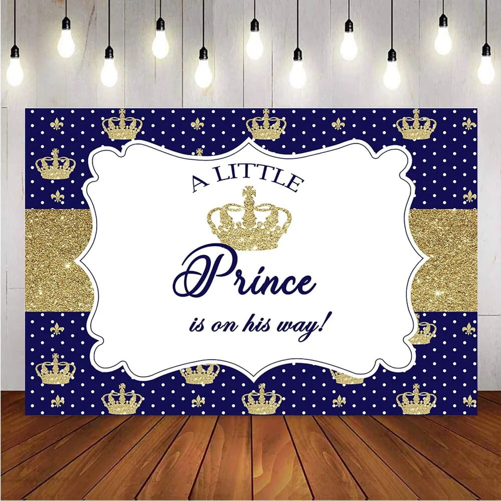 Photography backdrop royal crown blue newborn baby shower happy ...