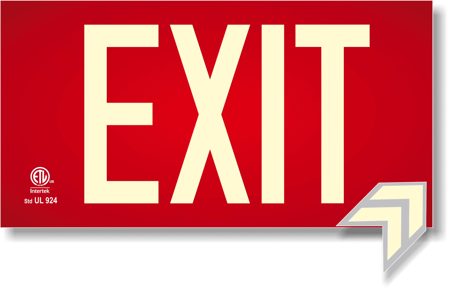 Photoluminescent Exit Sign Red - Aluminum Code Approved UL 924 / IBC ...