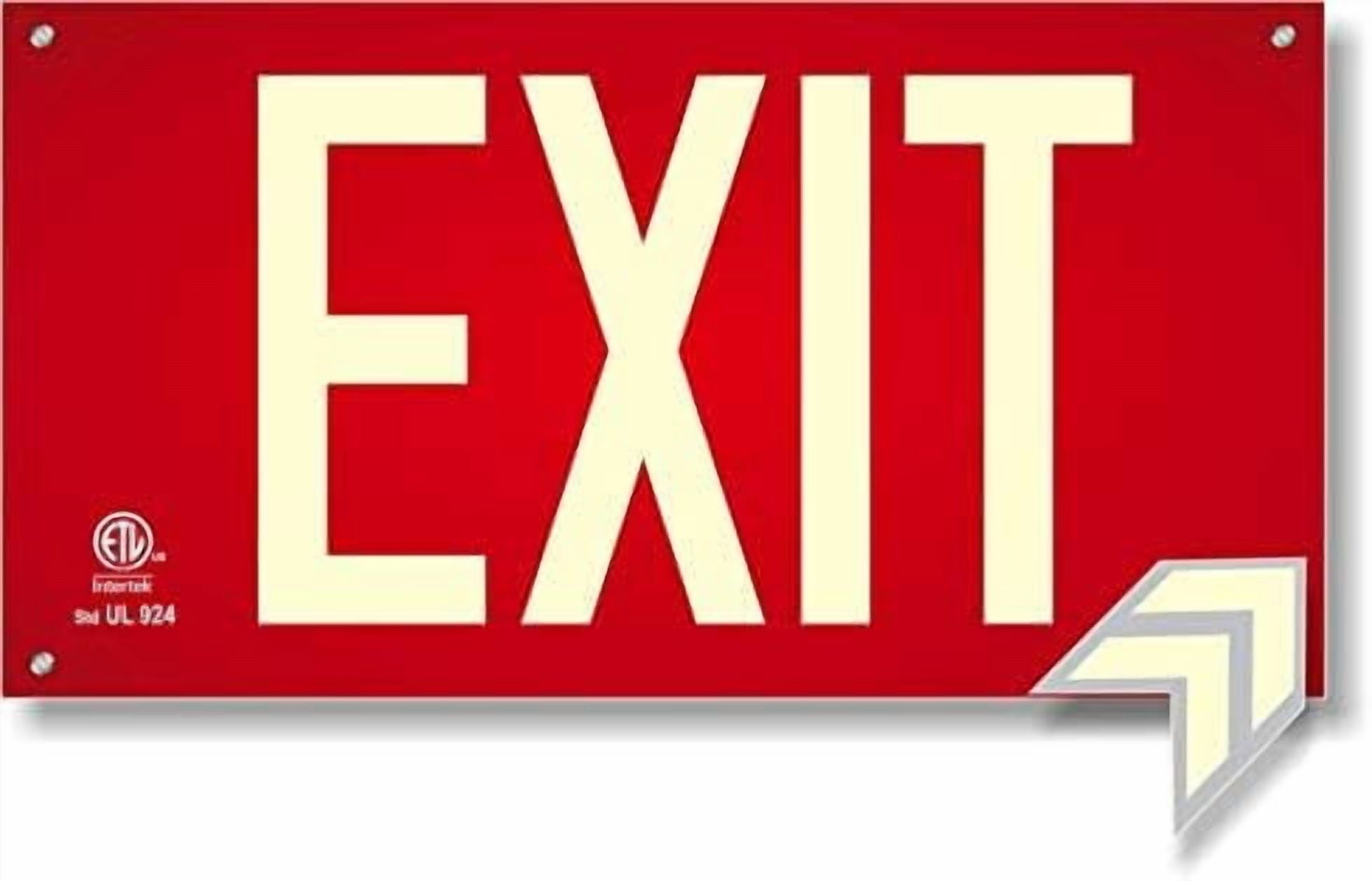 Photoluminescent Exit Sign Red W/Holes and Hardware - Aluminum - UL 924 ...
