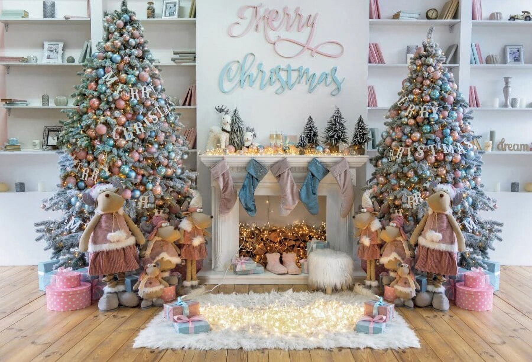 Photophone Christmas Backdrops For Photography Tree Lights Fireplace ...