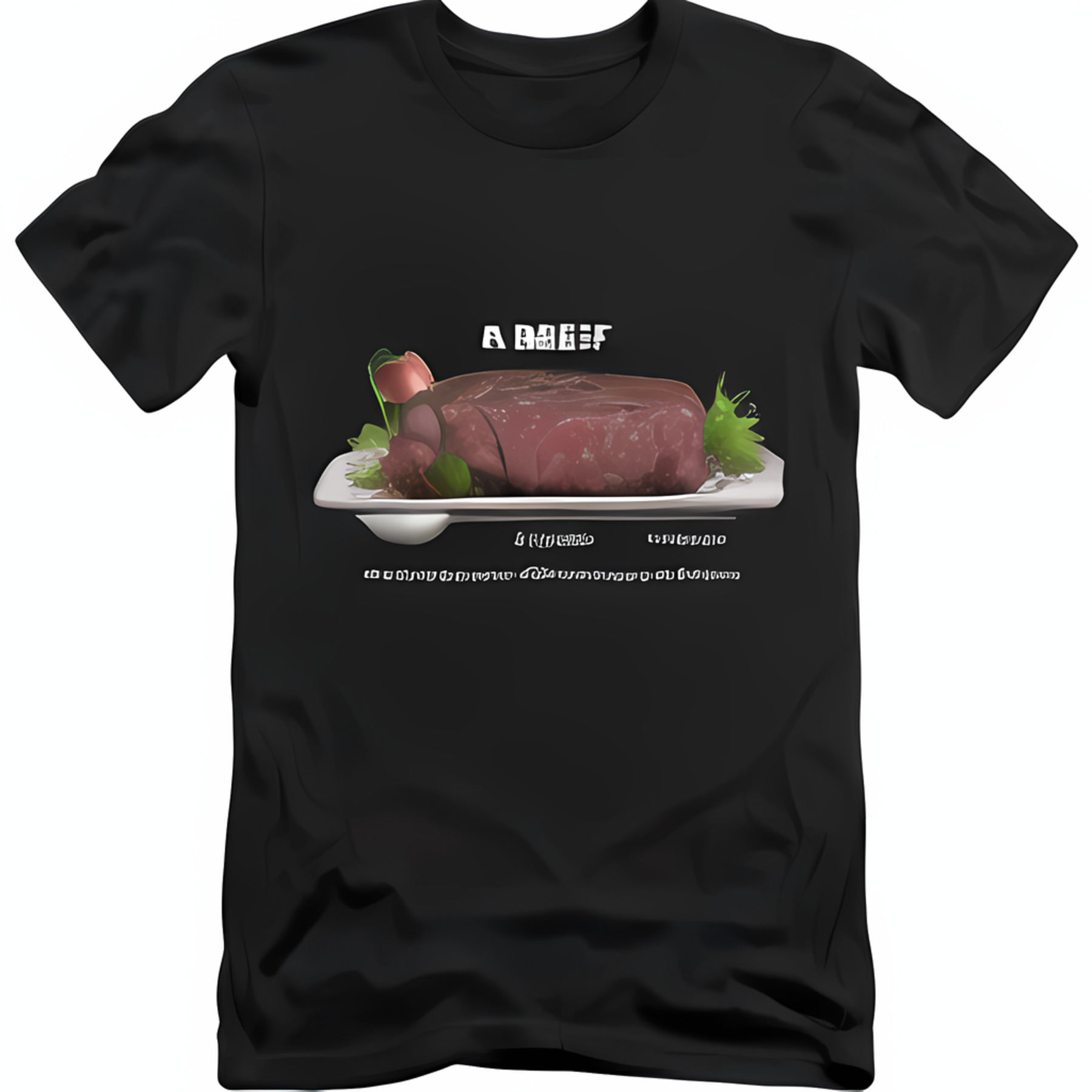 Photorealistic Beef Cut T-Shirt Design on Black Background Meat ...