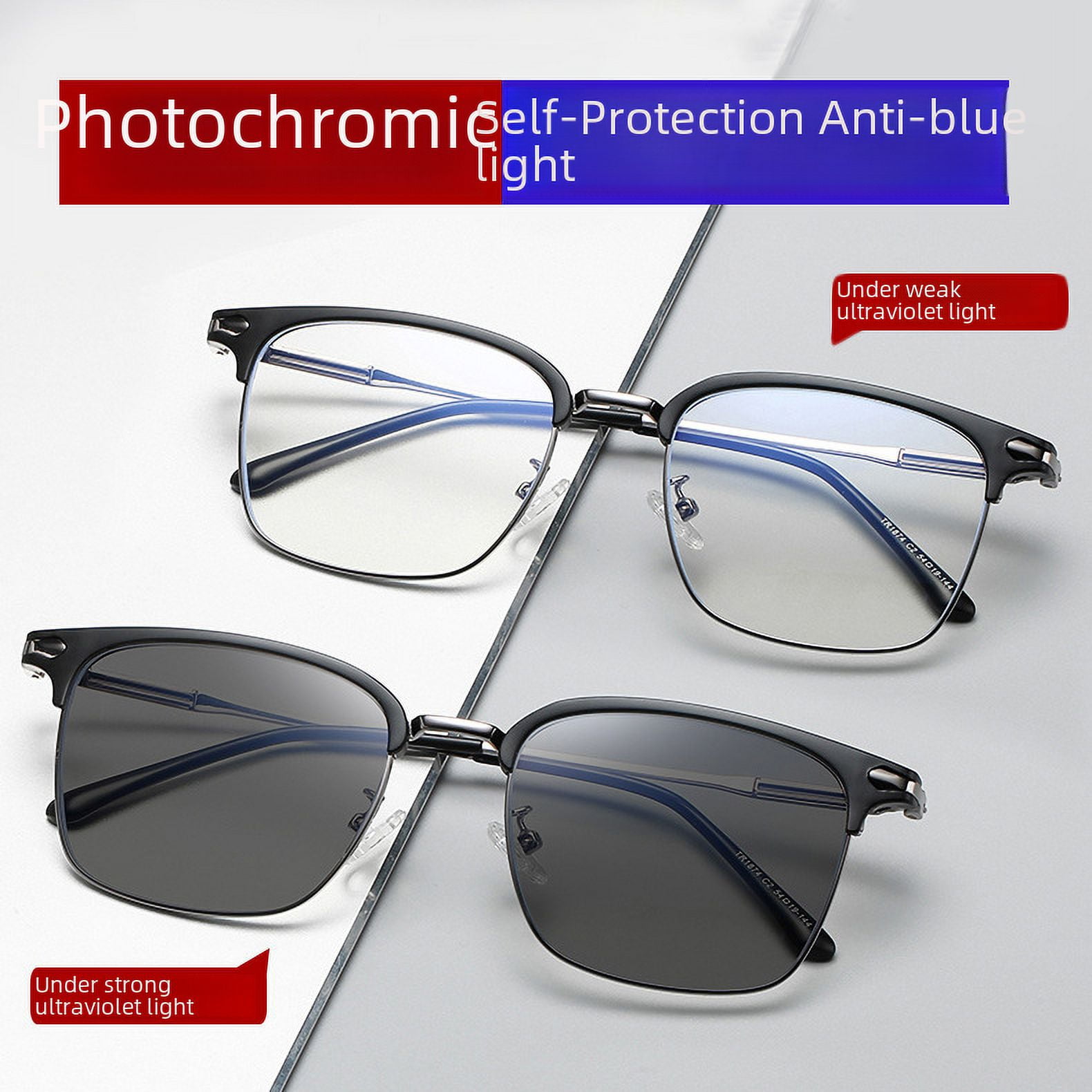Photosensitive color-changing anti-blue light glasses frame Photo ...