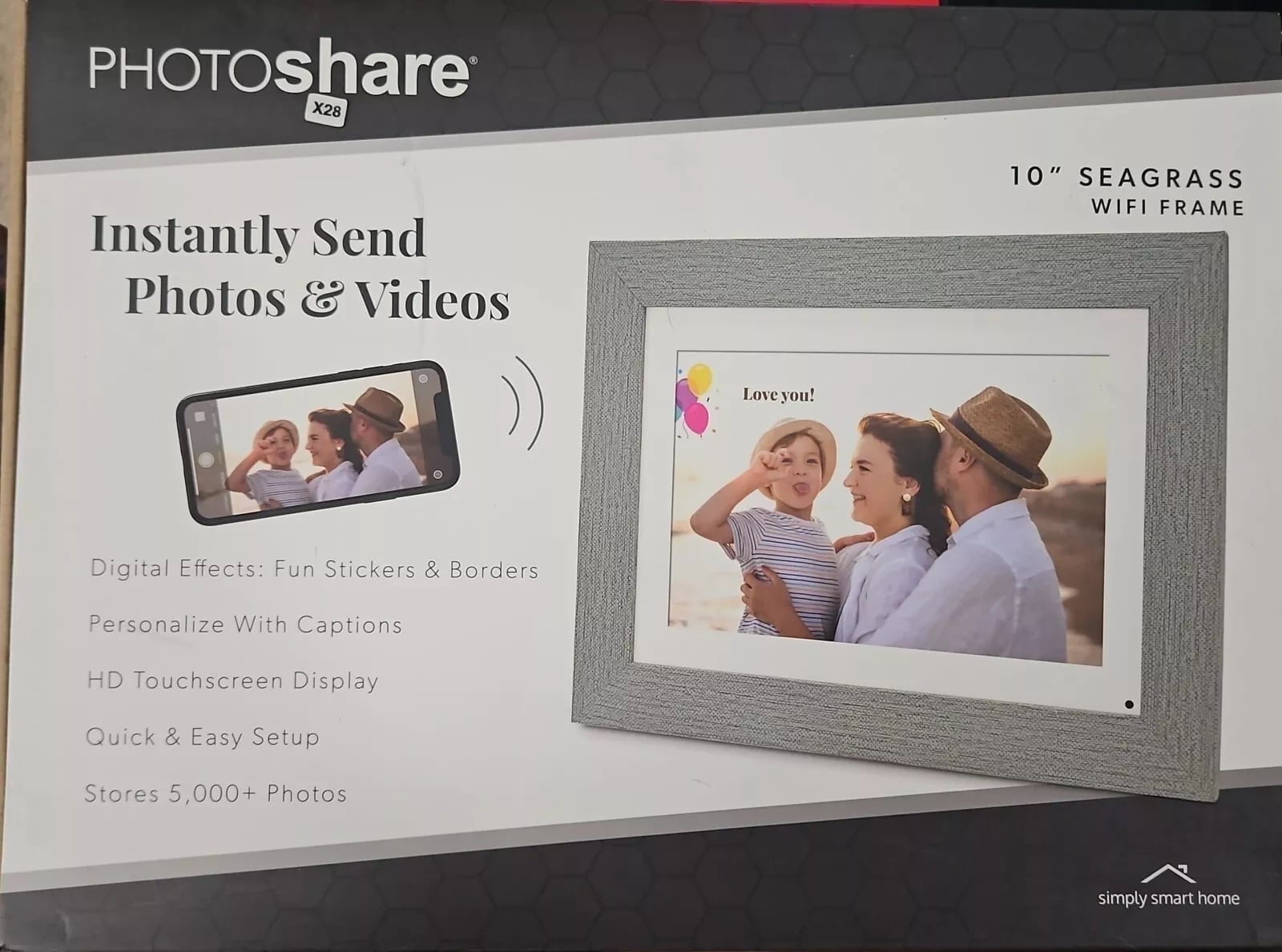 Photoshare 10" Digital Wifi Photo Frame Seagrass - Send Photo & Video ...