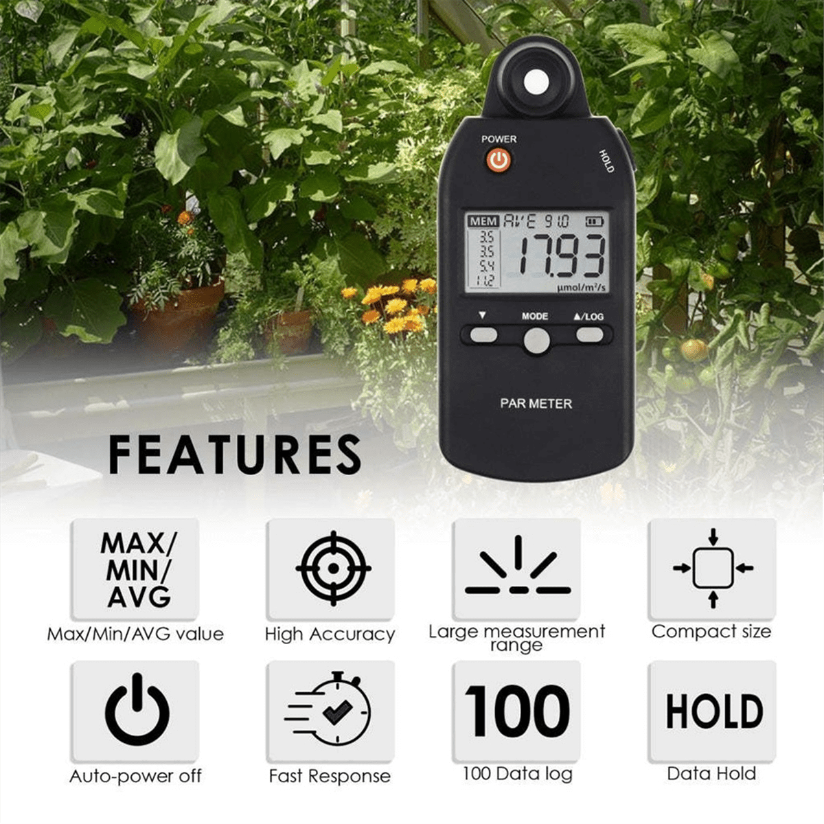 Photosynthetic Radiometer Portable Flux Meter Handheld Light Energy ...