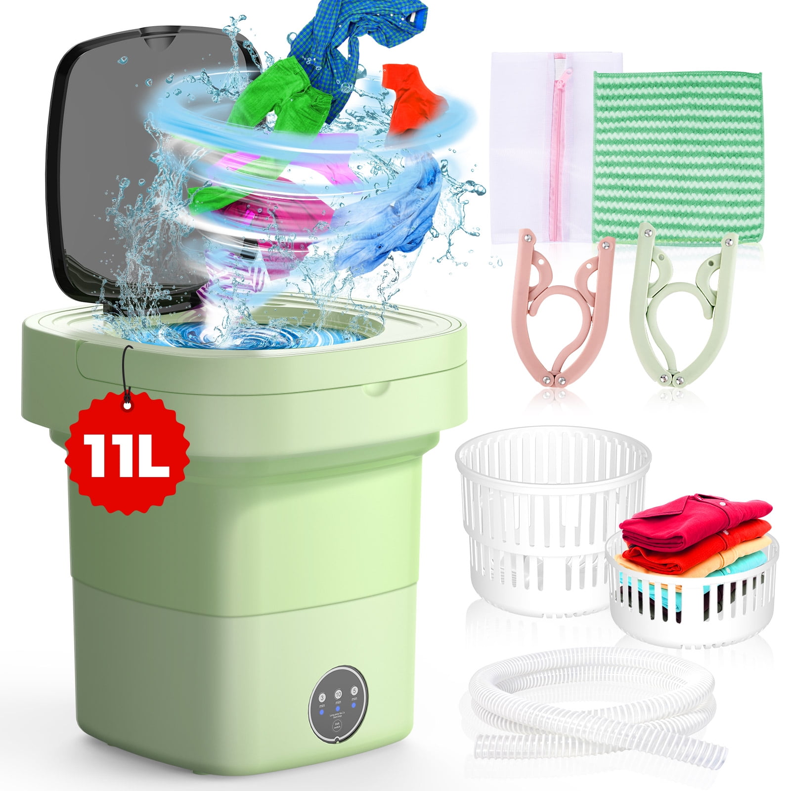 Phueutpros Foldable Washing Machine - 11 L Capacity 40 W Energy-Saving ...