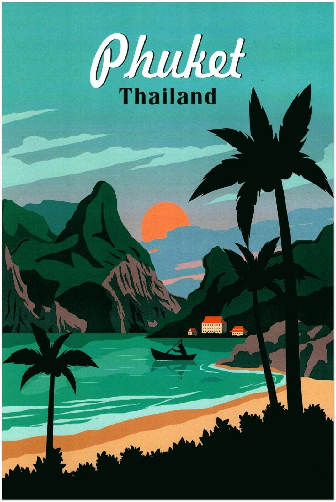 Phuket - Thailand - Vintage Travel Poster (12x18Inches) - Walmart.com