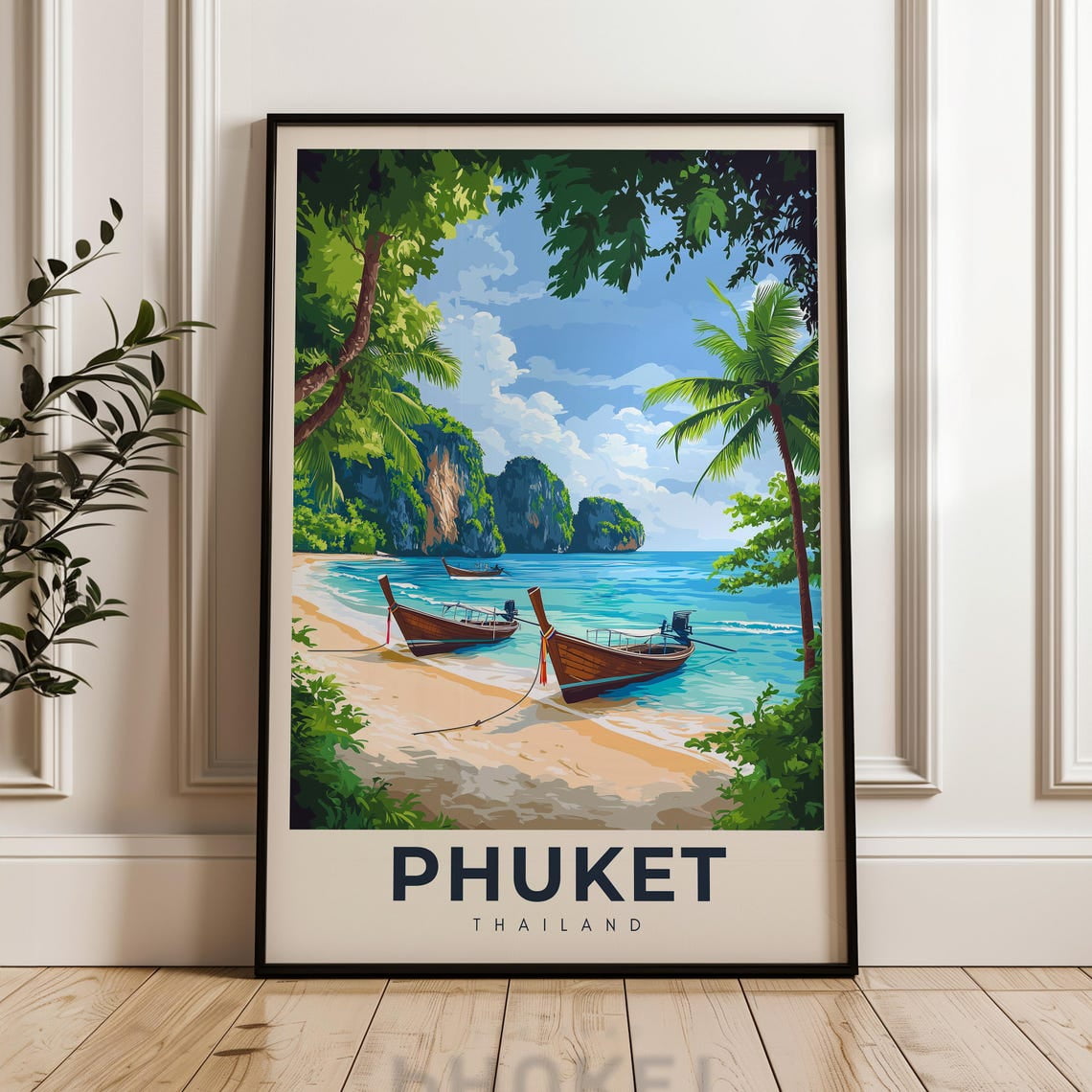 Phuket Travel Poster - Thailand Wall Art Print, Island Illustration ...