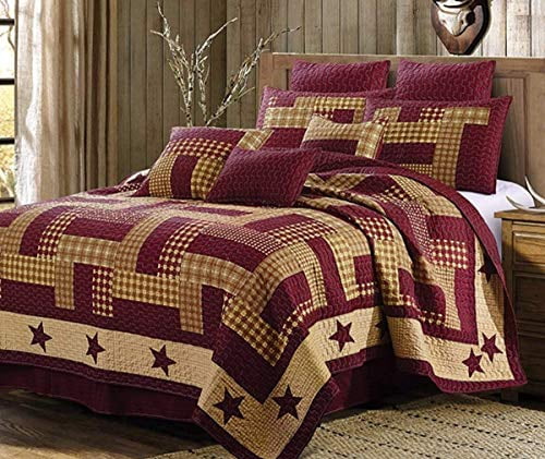Virah Bella King Size Quilt and Sham Set, Red Patchwork, Polyester and ...