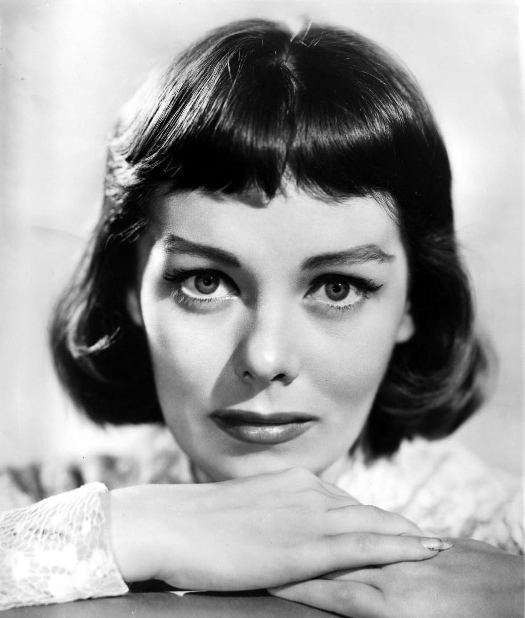 Phyllis Kirk Posed in Gray scale Close Up Portrait with Dark lipstick ...