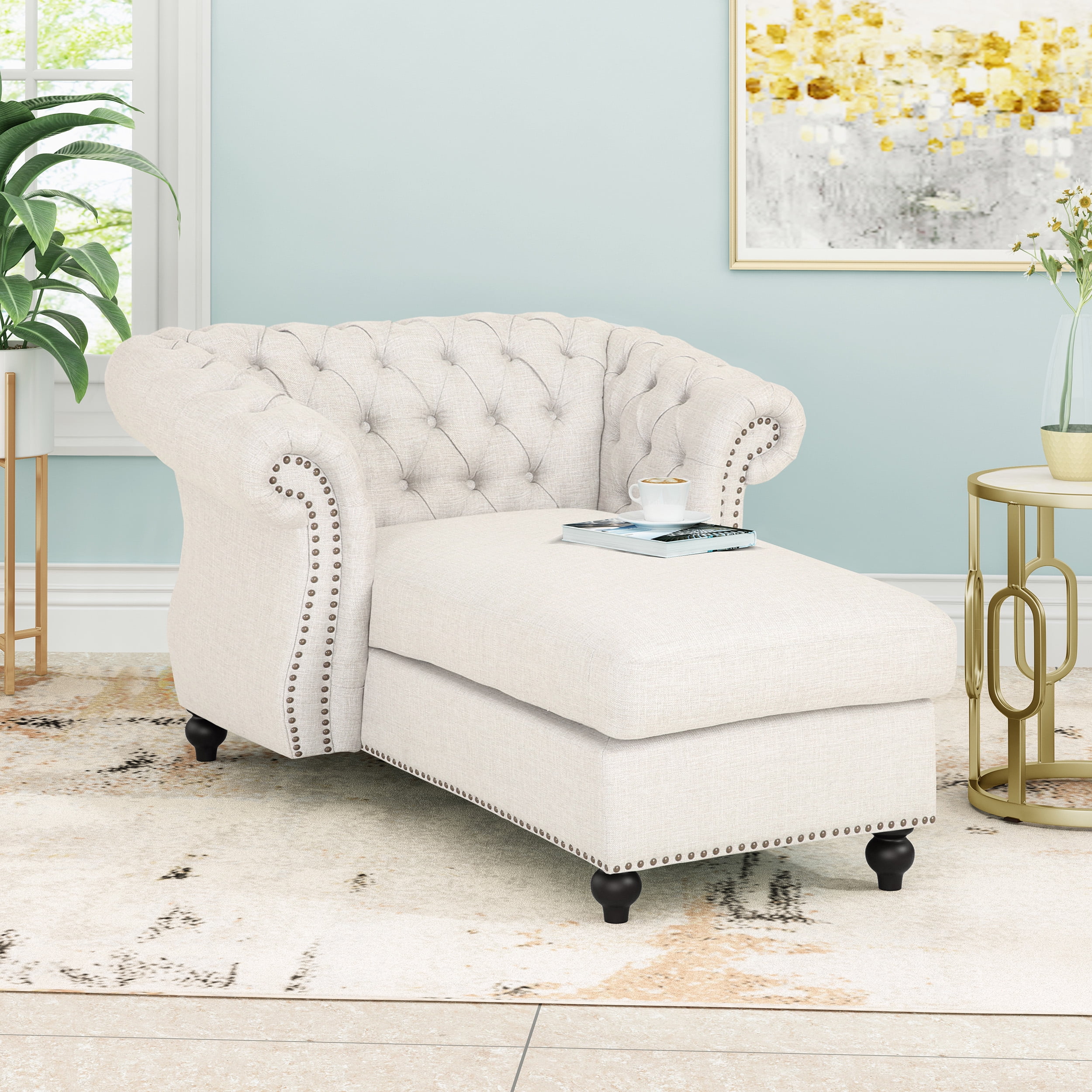 Phyllis Modern Glam Chesterfield Chaise Lounge - Walmart.com