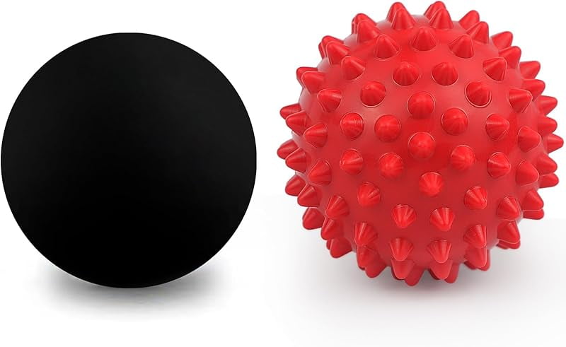Physical Massage Therapy Ball Set: Lacrosse & Spiky Ball Set for Stress ...
