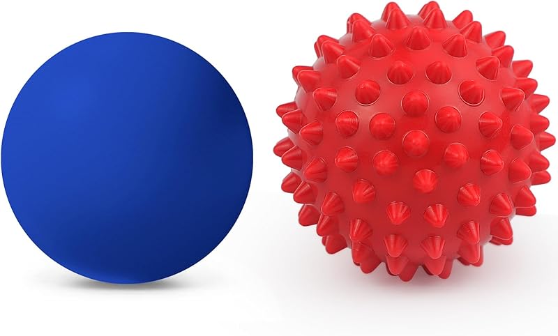 Physical Massage Therapy Ball Set: Lacrosse & Spiky Ball Set for Stress ...