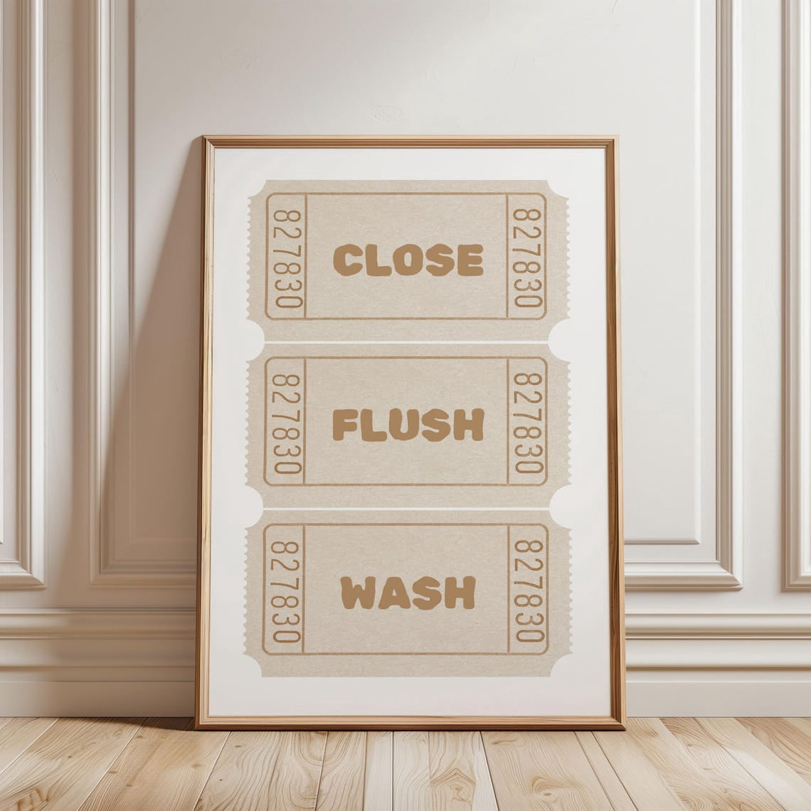 Physical Poster - Close Flush Wash Bathroom Tet Rules Wall Art | Beige ...