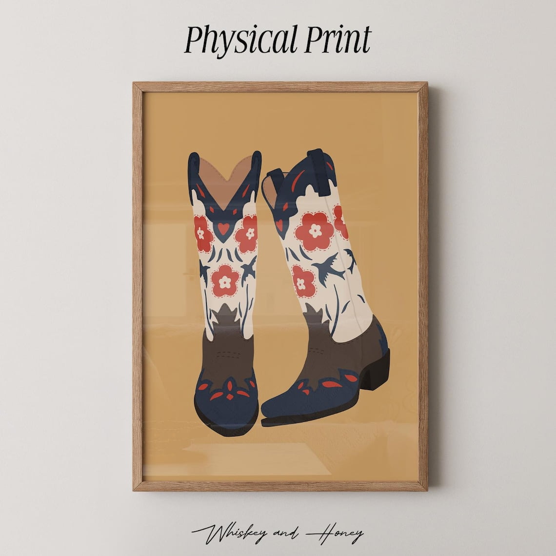 Physical Poster,Flower Cowgirl Boots Art Print, Western Art, Cowgirl ...