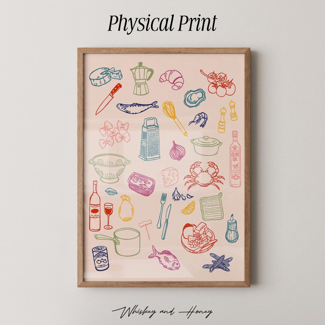 Physical Poster, Kitchen Ingredient Art Print, Art, Kitchen Art, Food ...
