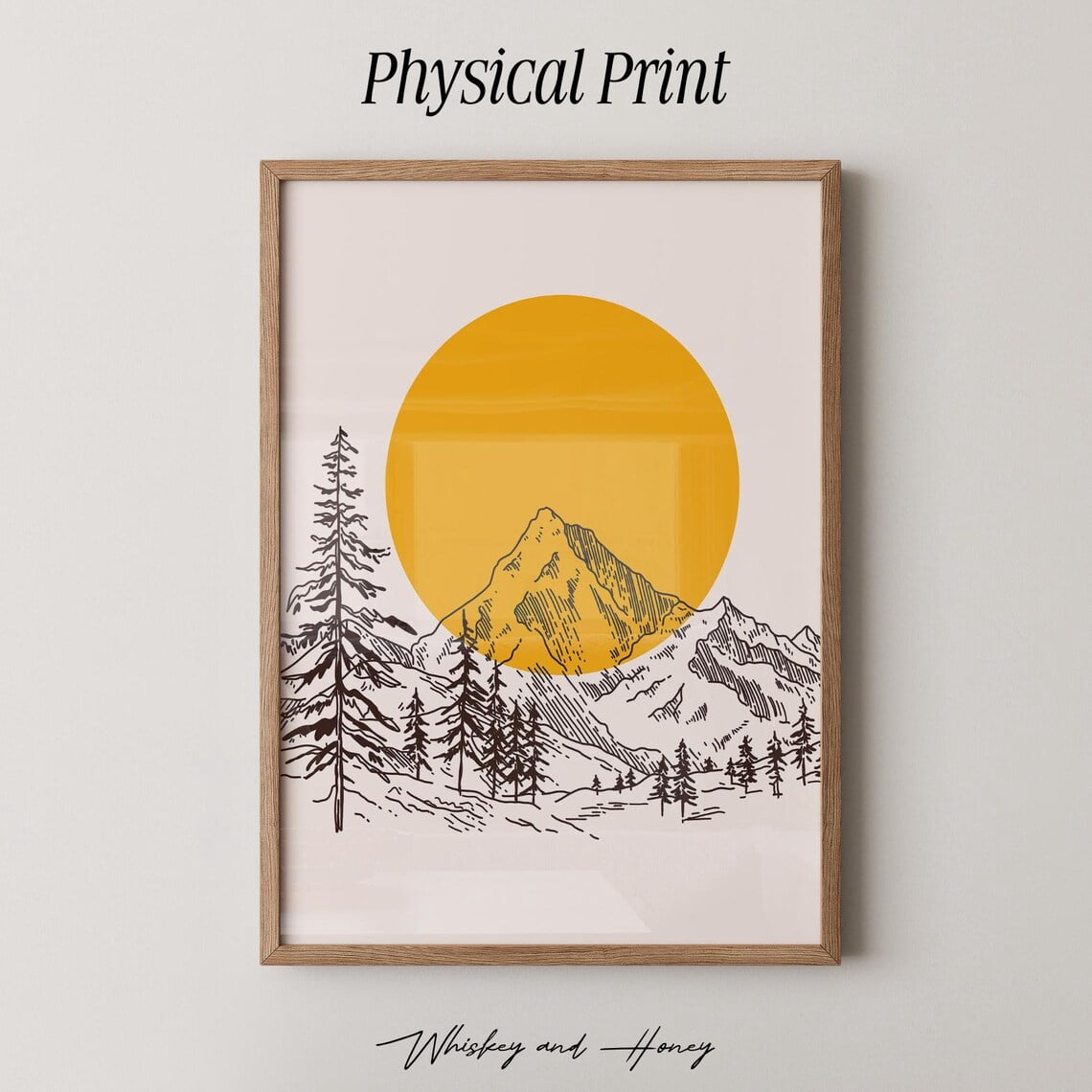 Physical Poster, Sunset Mountain Art Print,Art, Mountain Illustration ...