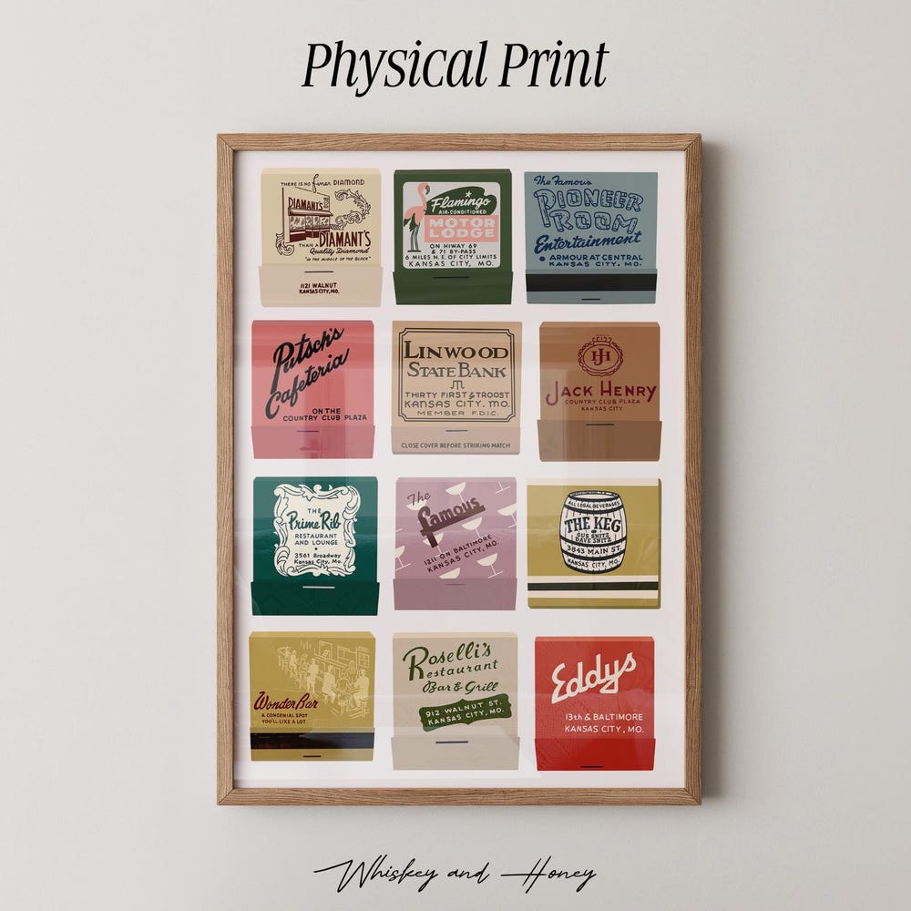 Physical Poster Vintage Kansas City Art Print Vintage Matchbook Collage ...