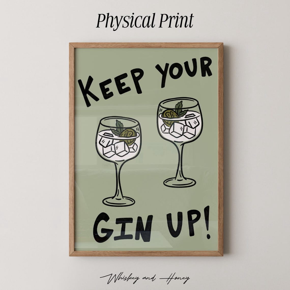 Physical Print, Keep Your Gin Up Art Print, Bar Cart Art, Cocktail Art ...