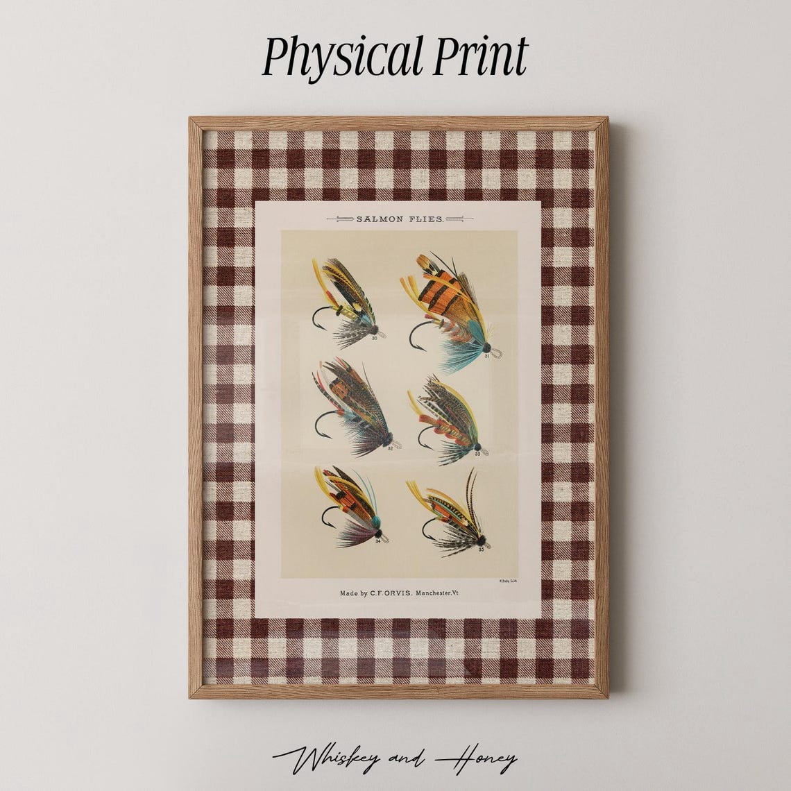 Physical Print, Vintage Salmon Flies Poster, Fishing Poster, Fisherman ...