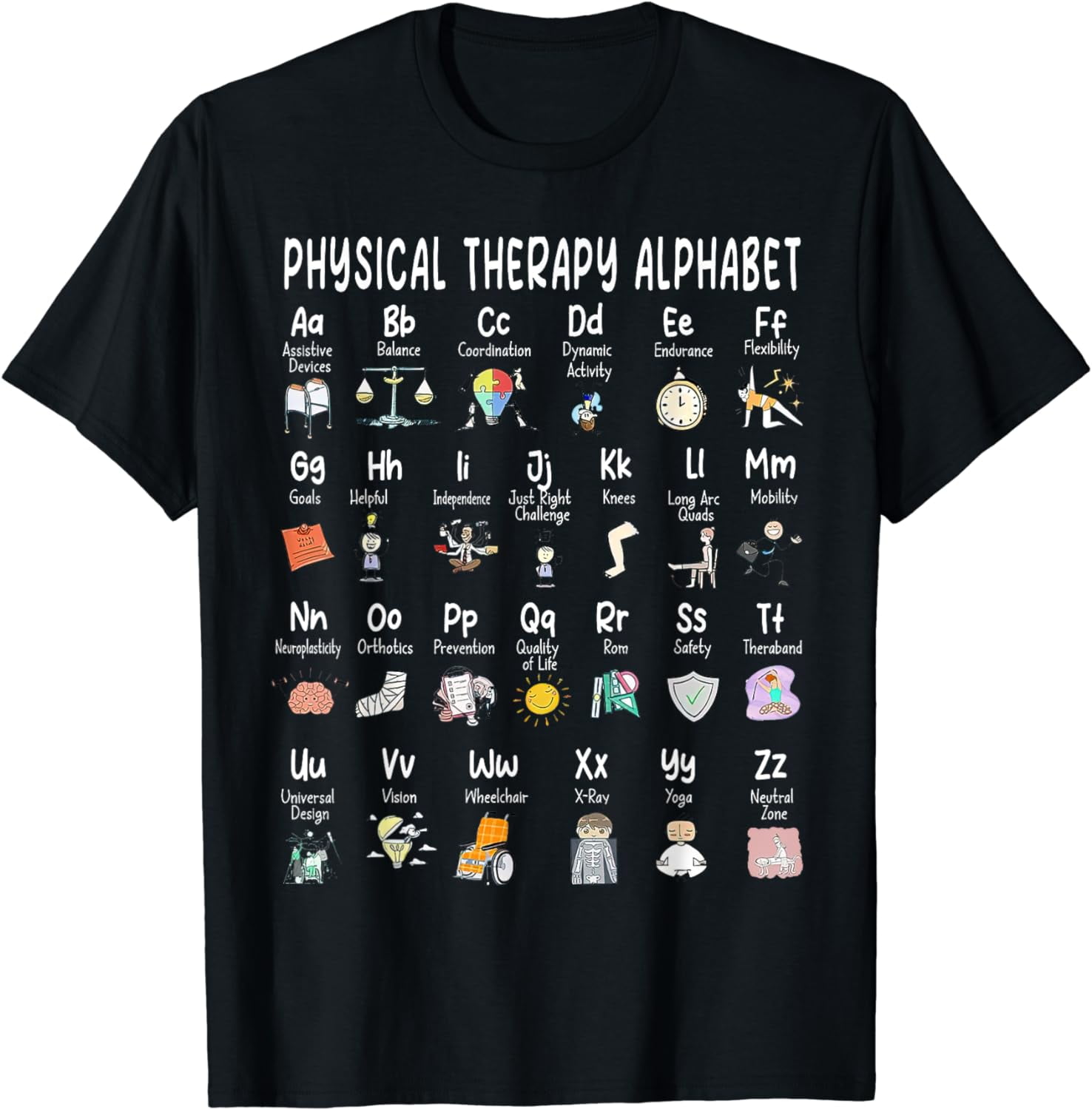 Physical Therapy Alphabet, ABC of Physical Therapy, PT PTA T-Shirt ...