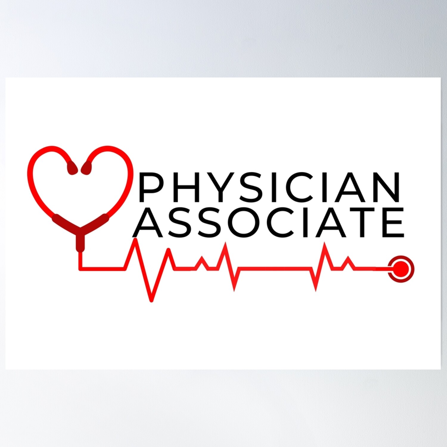Physician Associate With Stethoscope With Heart Beat (Black Text)- Pa ...