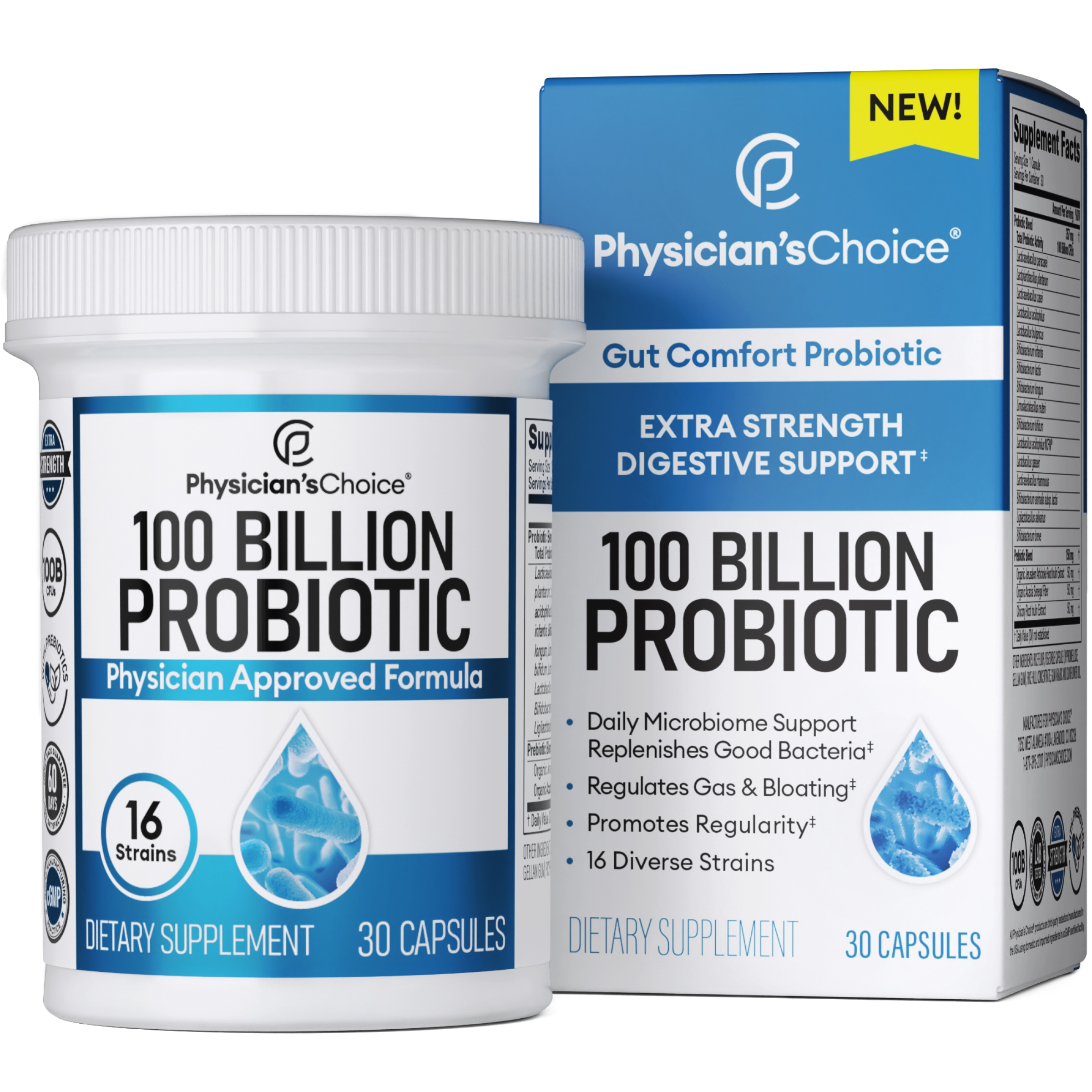 Physician's Choice 100 Billion Advanced Probiotic Supports Occasional ...