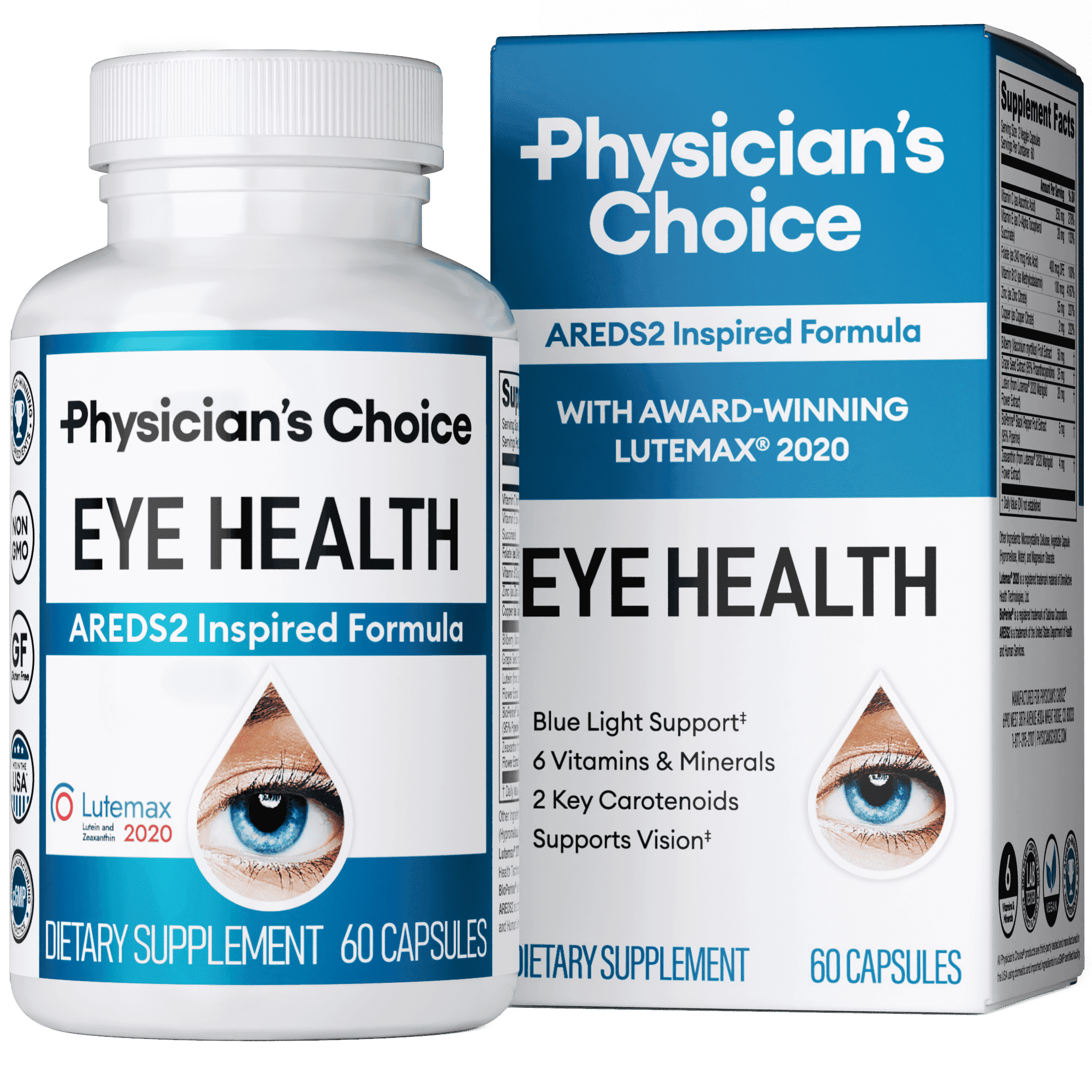 Physicians' Choice Eye Health Supplement, AREDS 2 Formula, Lutein ...
