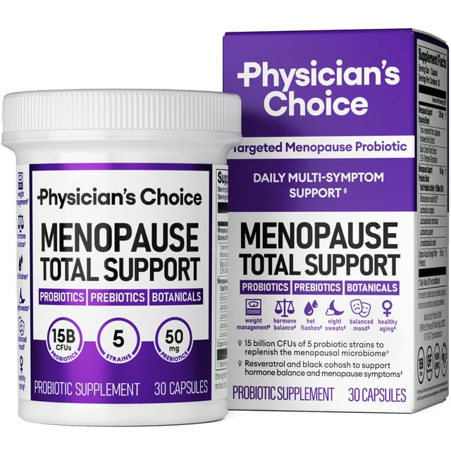 Physician's Choice Menopause Total Support - Targeted Menopause Probiotic- Multi-Symptom ...