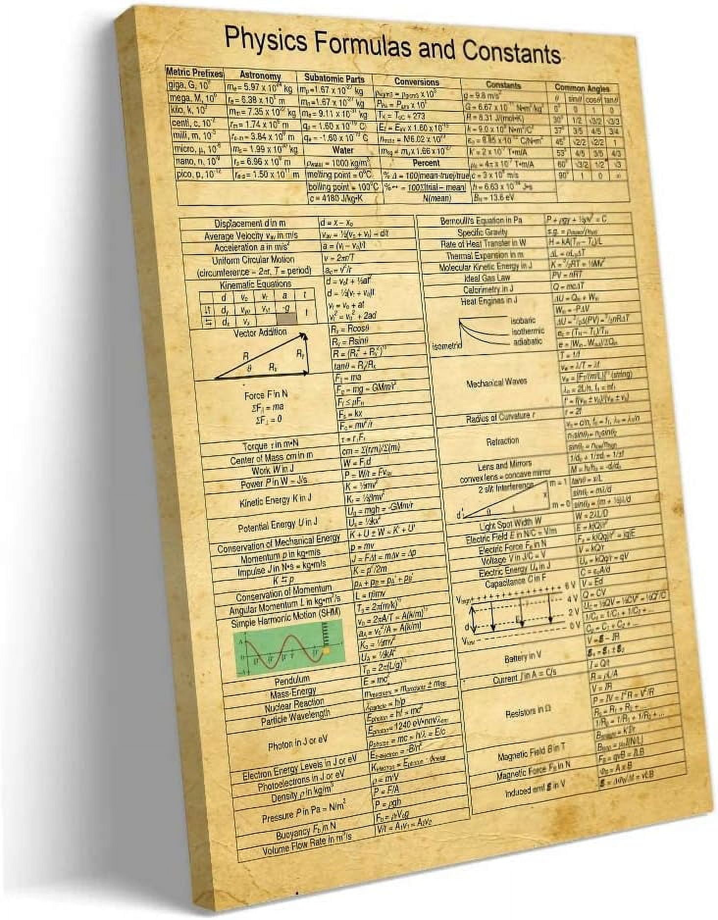 Physics Poster Educational Wall Art Knowledge Poster Retro Canvas ...