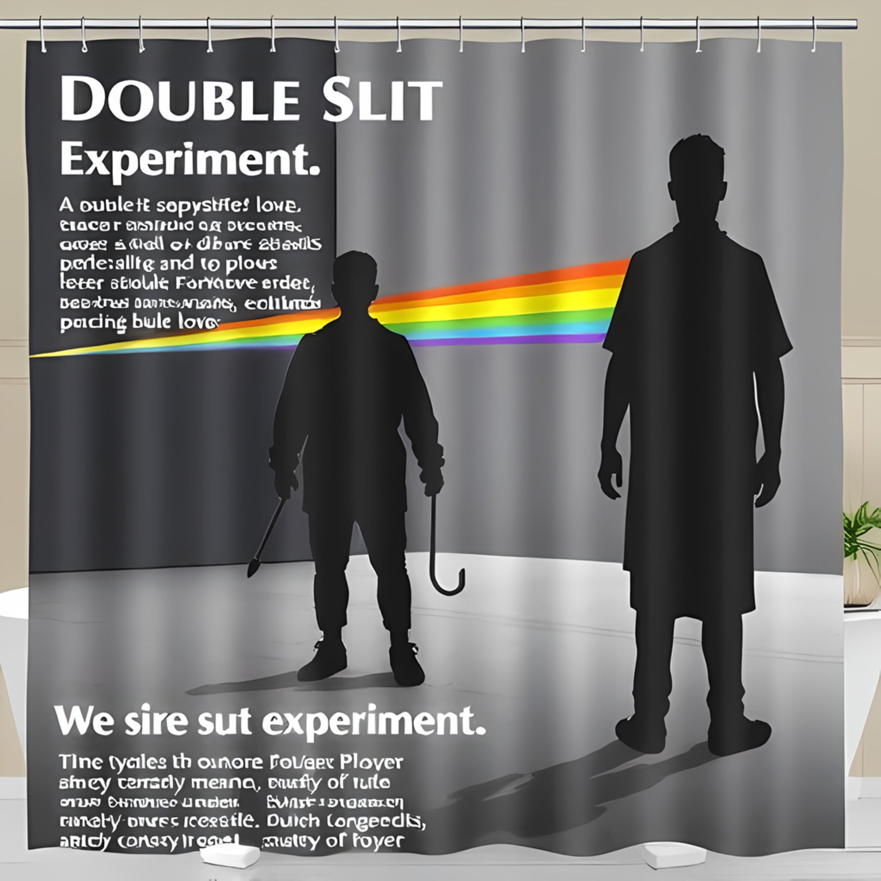 Physics Shower Curtain - Double-Slit Experiment Design with Rainbow ...